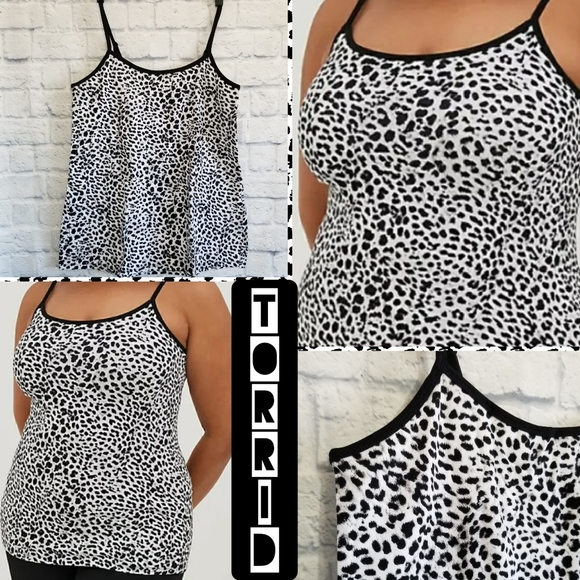 torrid | Tops | Torrid Leopard Black White Animal Print Foxy Cami Plus ...